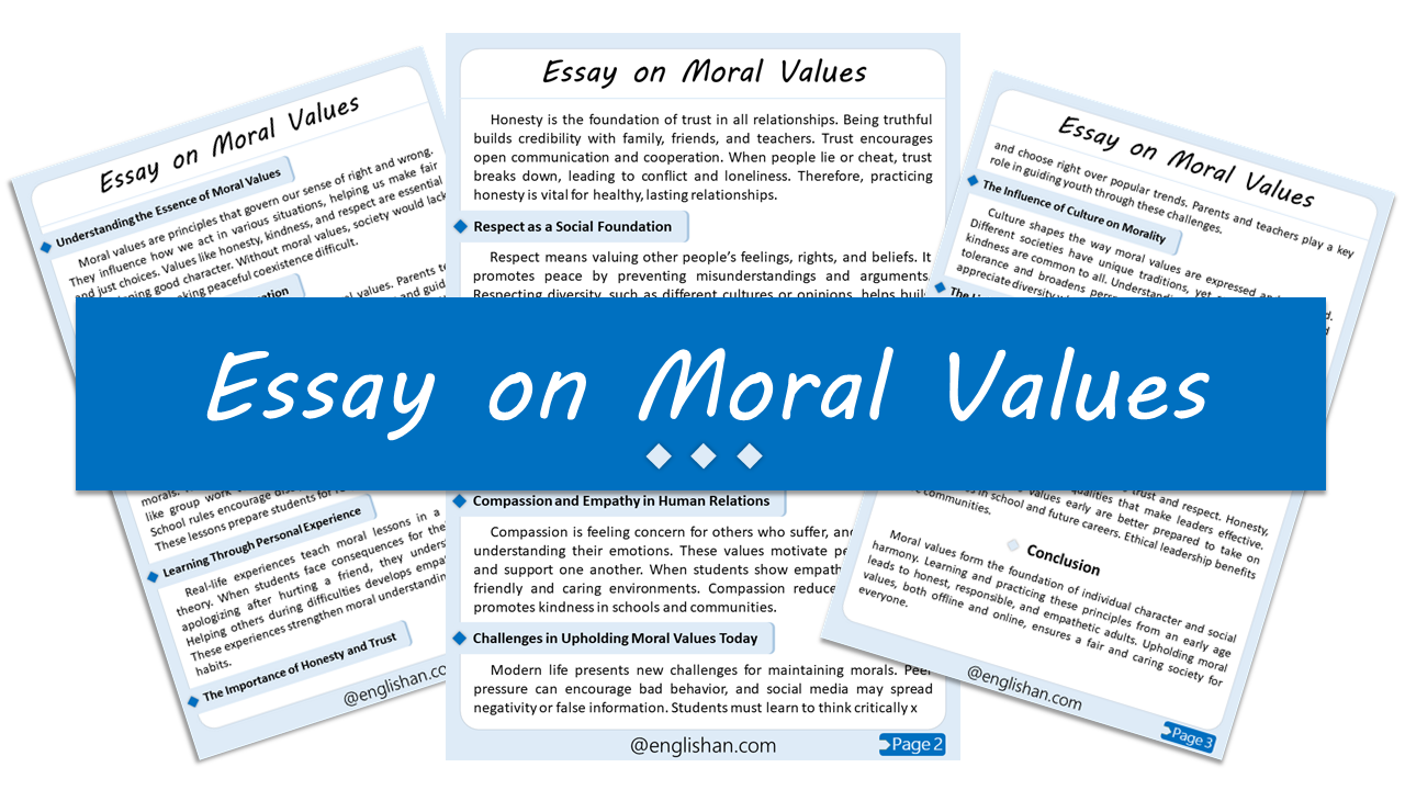 Moral Values Essay – 10 Lines, 250 Words, and 500 Words