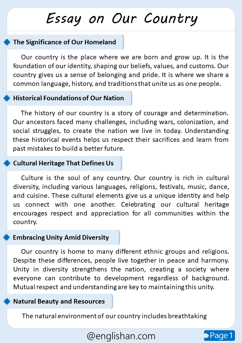 Our Country Essay – 10 Lines, 250 Words, and 500 Words