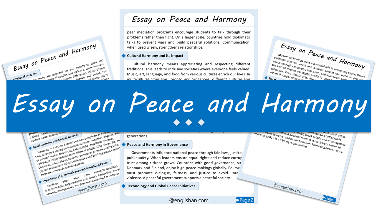 Peace and Harmony Essay – 10 Lines, 250 Words, and 500 Words