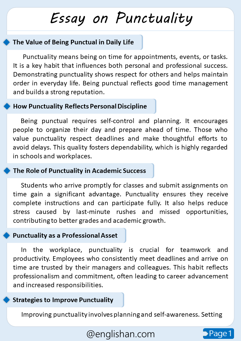Punctuality Essay – 10 Lines, 250 Words, and 500 Words