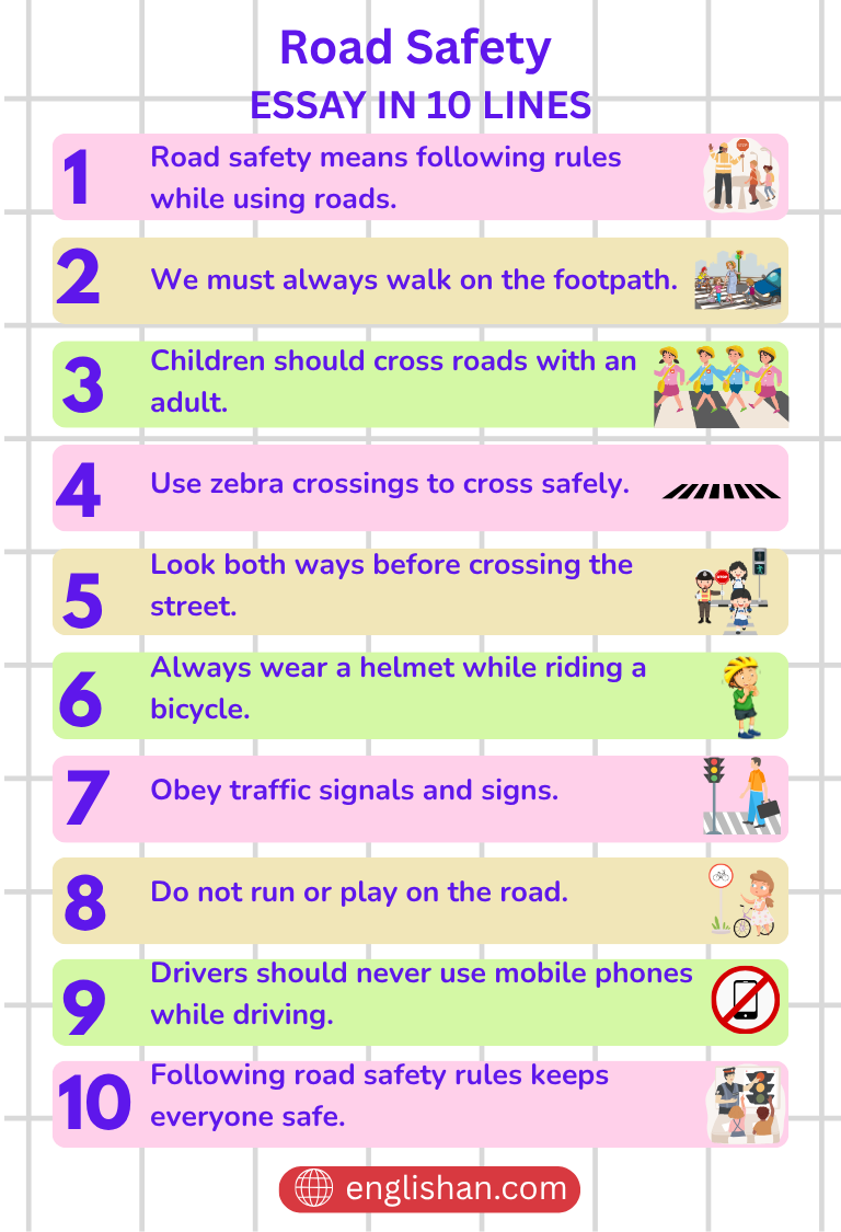 Road Safety Essay – 10 Lines, 250 Words, and 500 Words