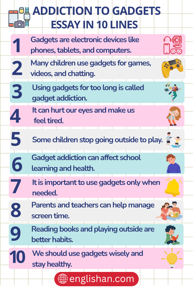 Addiction to Gadgets Essay – 10 Lines, 250 Words, and 500 Words