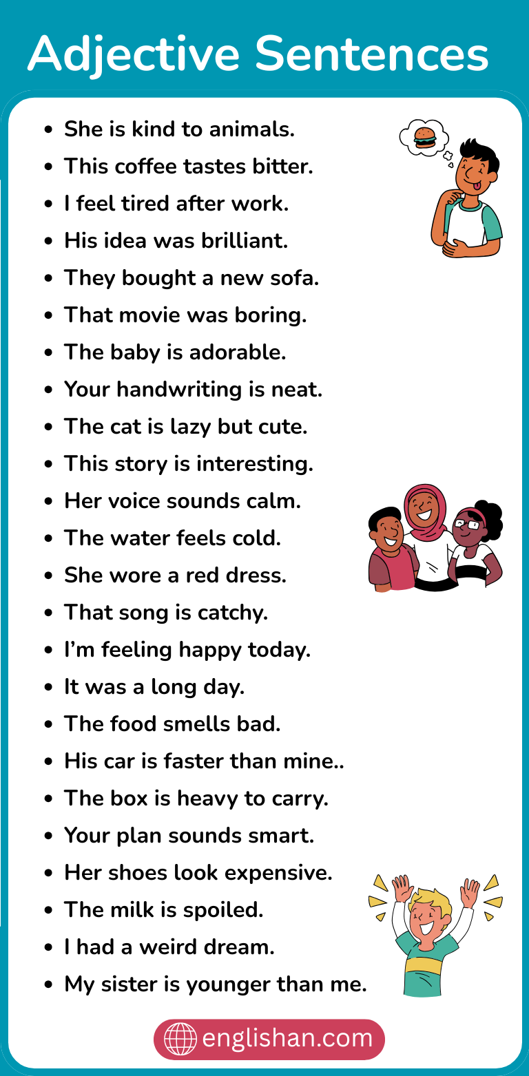 Adjective Sentences in English with Examples