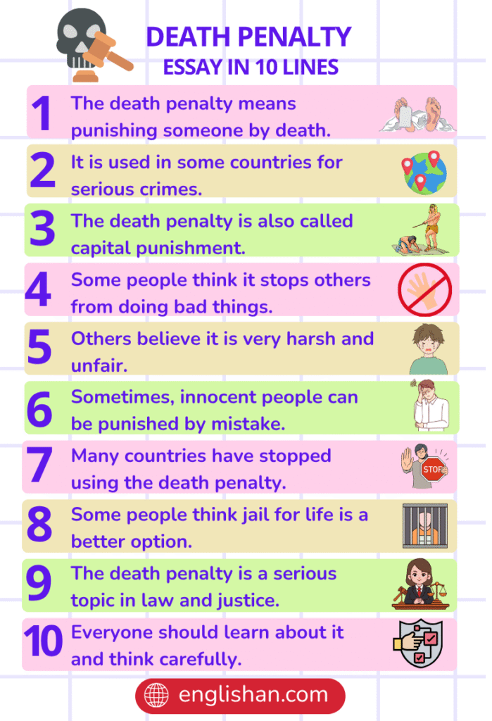 Death Penalty Essay – 10 Lines, 250 Words, and 500 Words