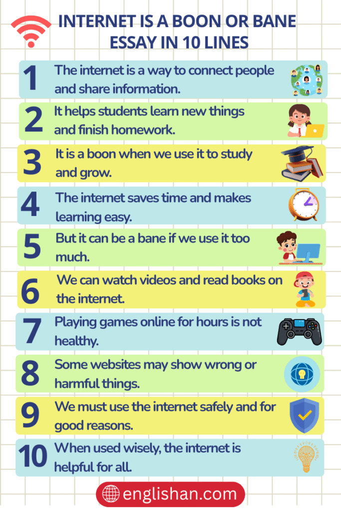 Internet Is a Boon or Bane Essay – 10 Lines, and 500 Words