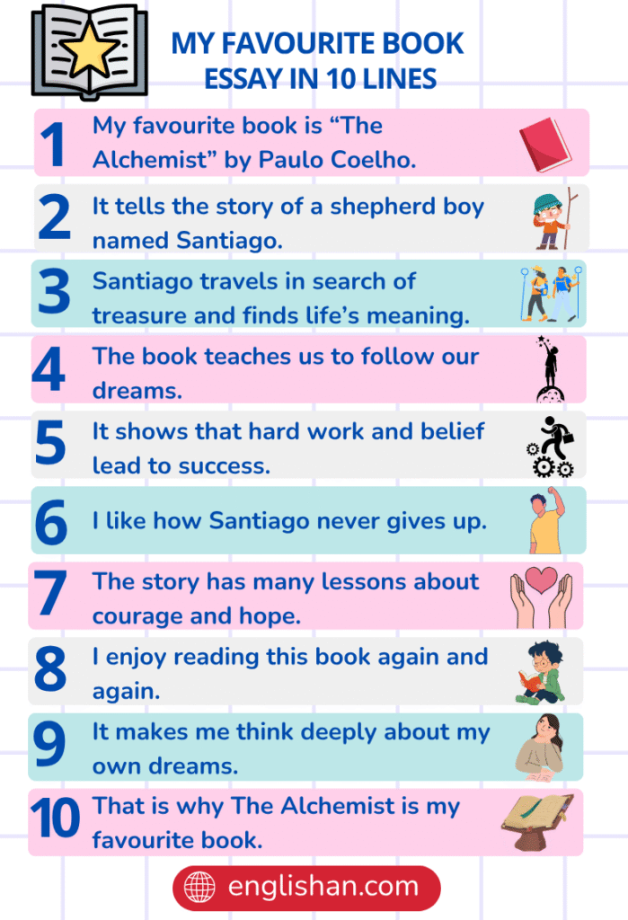 My Favourite Book Essay – 10 Lines, 250 Words, and 500 Words