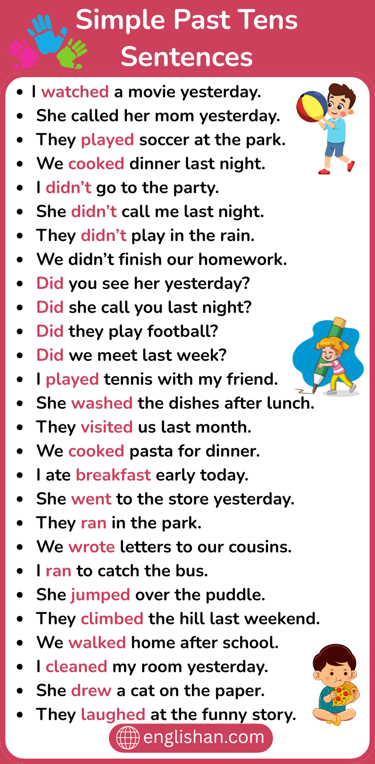 100 Simple Past Examples for Easy Grammar Learning