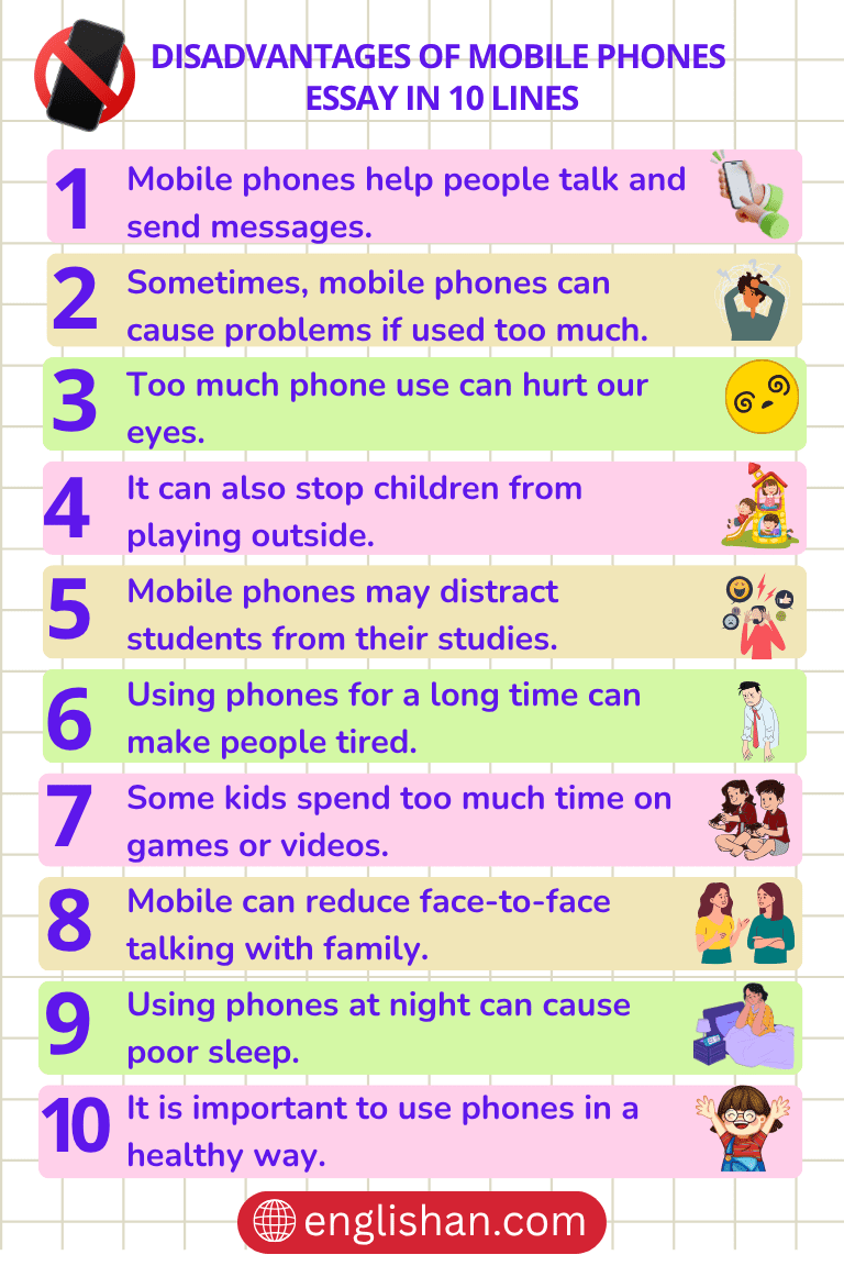 Disadvantages of Mobile Phones Essay – 10 Lines, and 500 Words