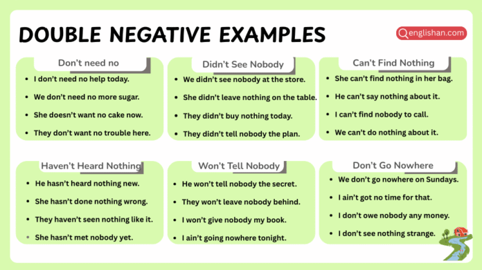 Complete List of 100 Double Negative Examples
