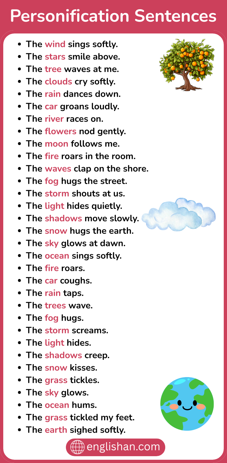 100 Useful Personification Sentences List