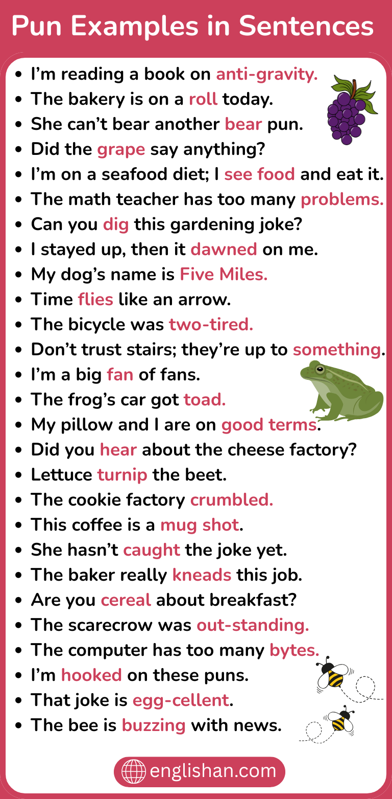 Pun Examples In Sentences: Complete Usage List