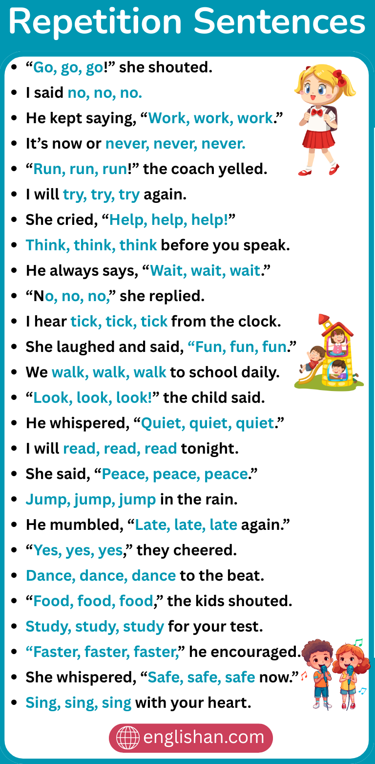 Useful Repetition Examples In Sentences: 100 Complete List