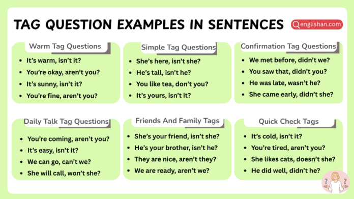 Tag Question Examples In Sentences With Usage