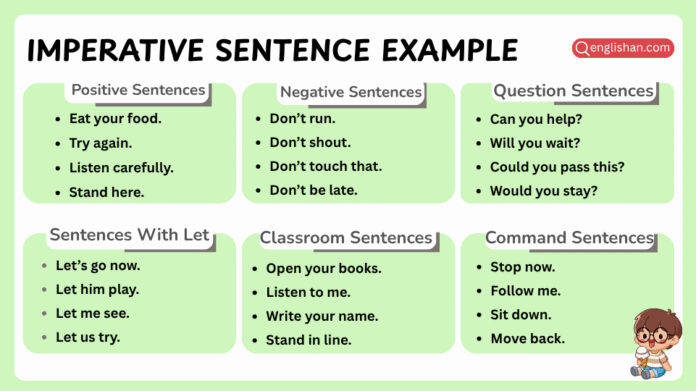 Imperative Sentence Example with Daily Use Sentences