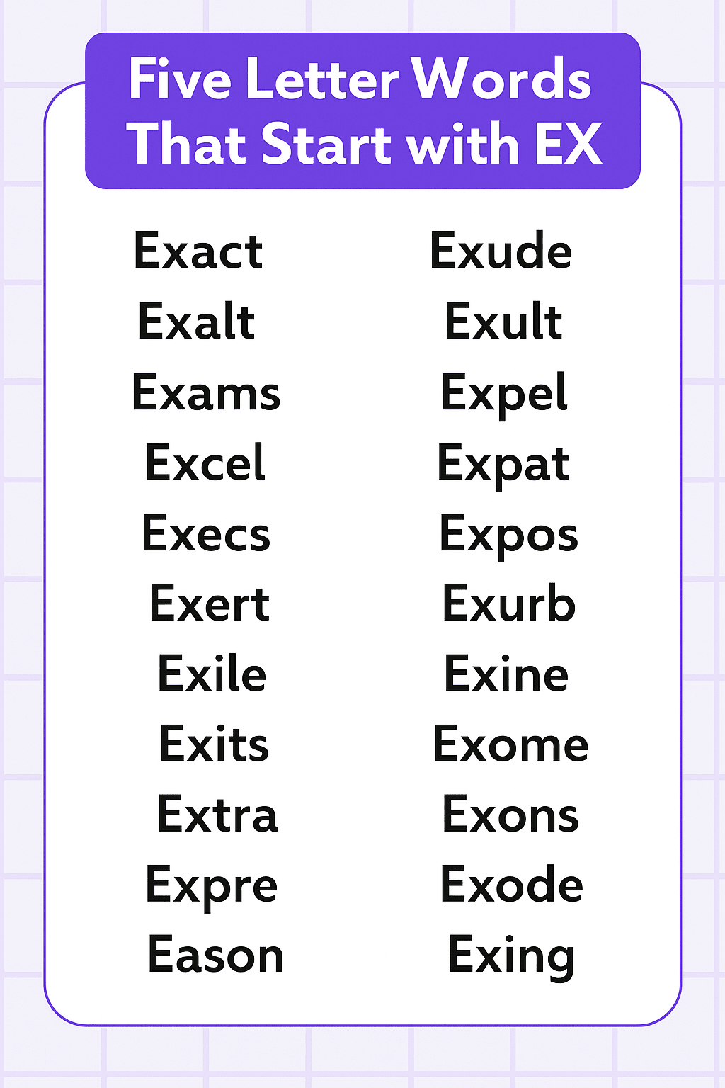 75 Five Letter Words That Start with EX - Extensive List