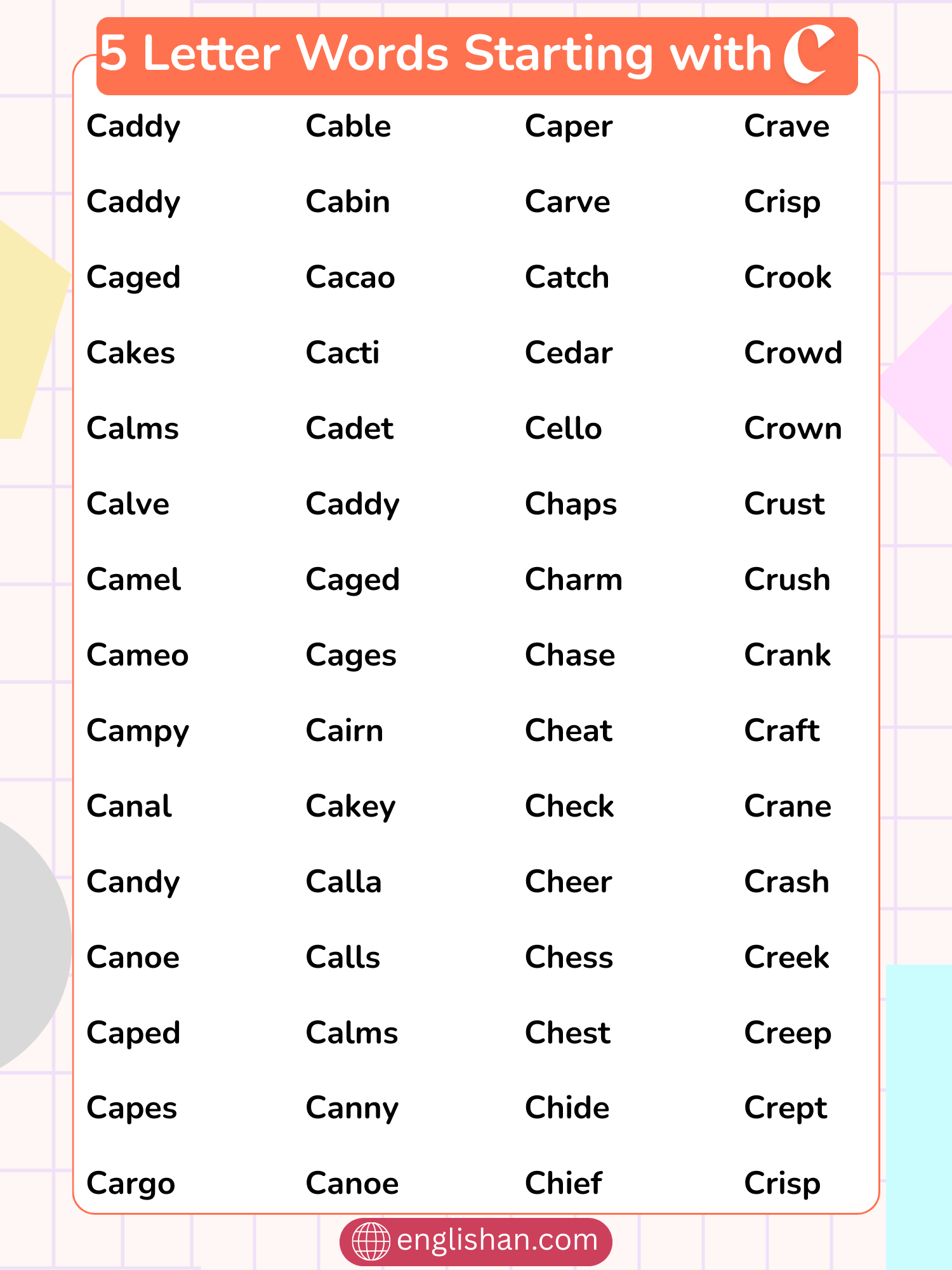 5 Letter Words That Start with C – Huge List of 312 Words