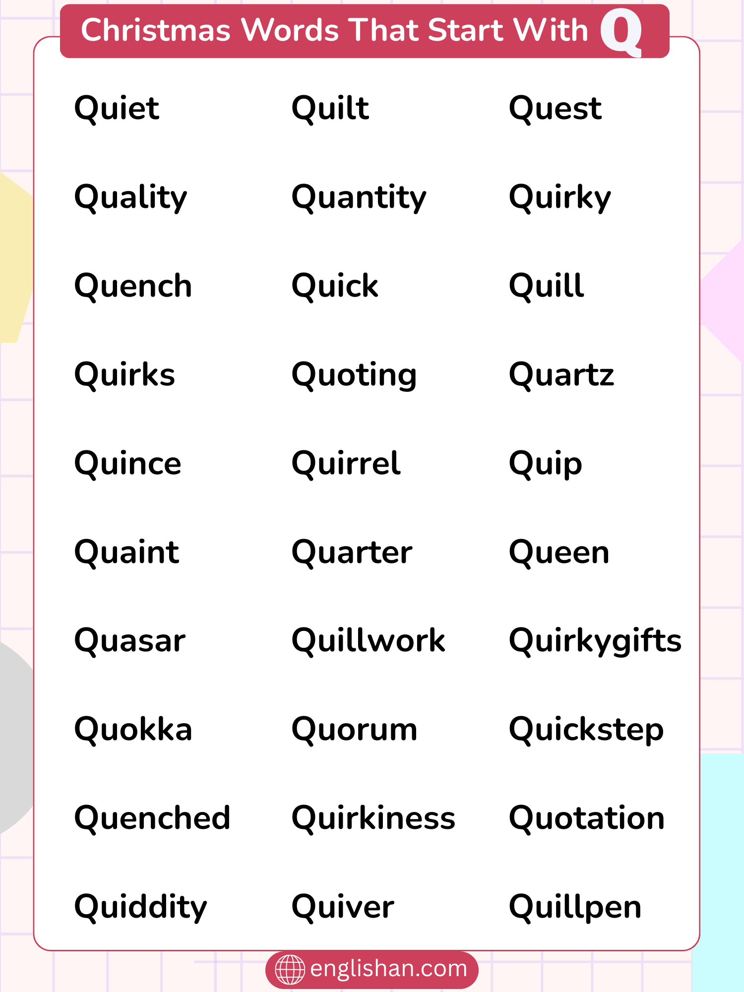 18 Christmas Words That Start With Q in English