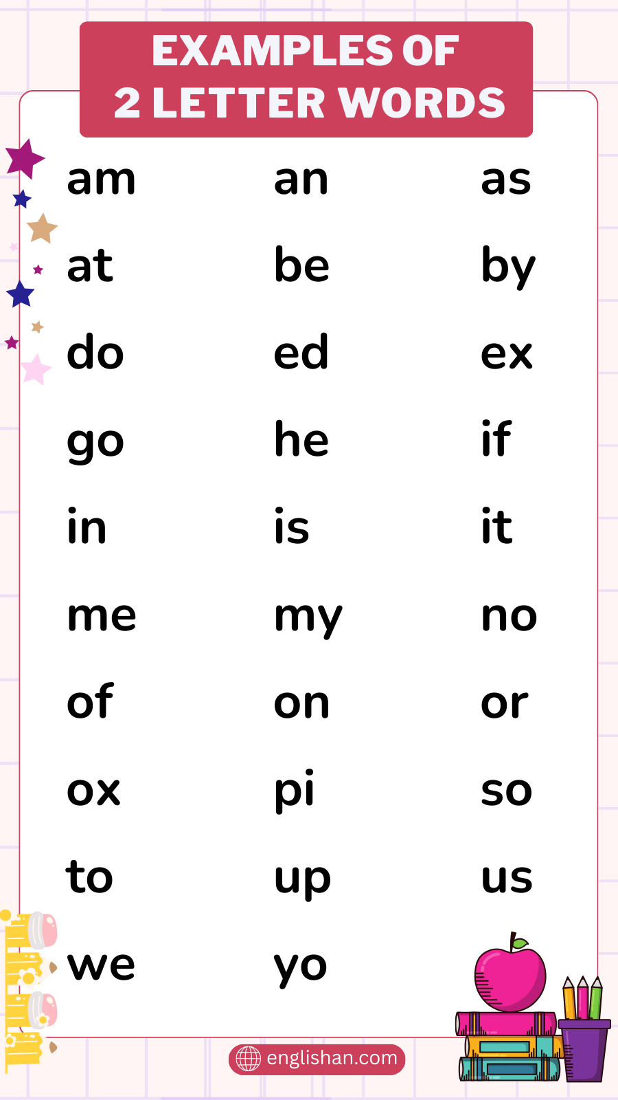 2 Letter Words List In English • Englishan