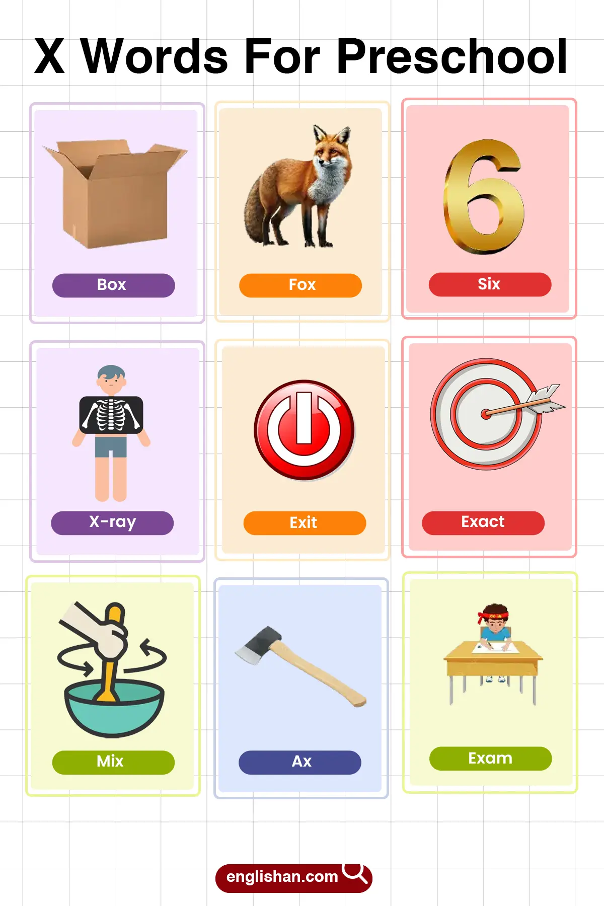 104 Preschool Words That Start With X in English