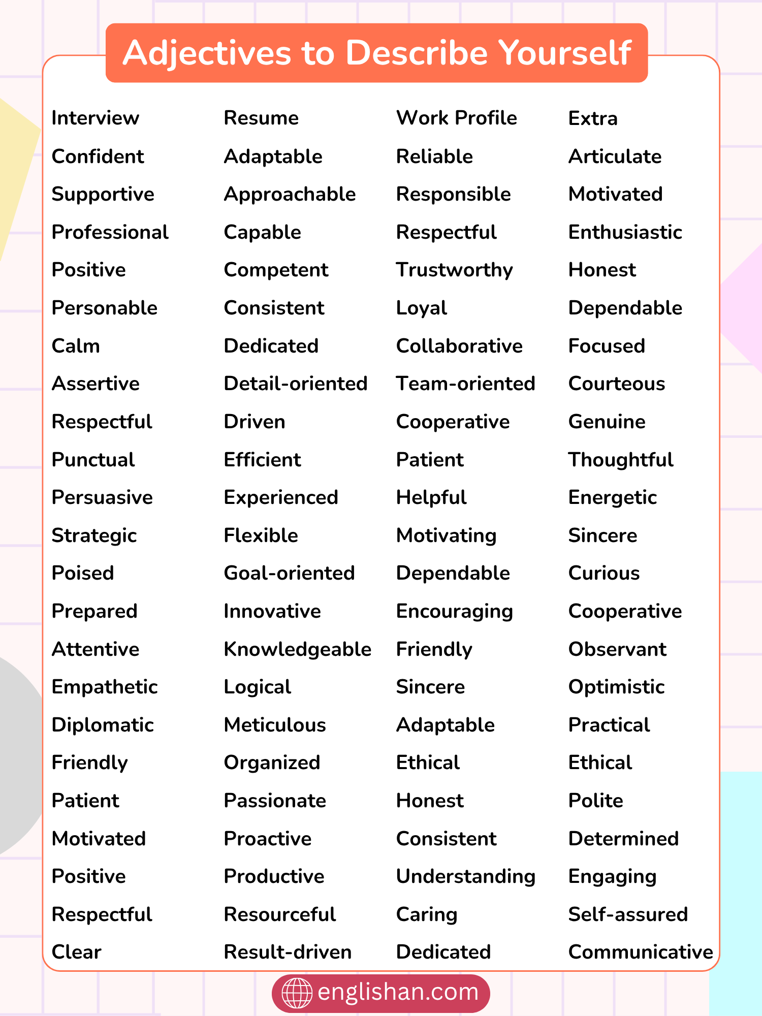 450 Adjectives to Describe Yourself for Any Situation