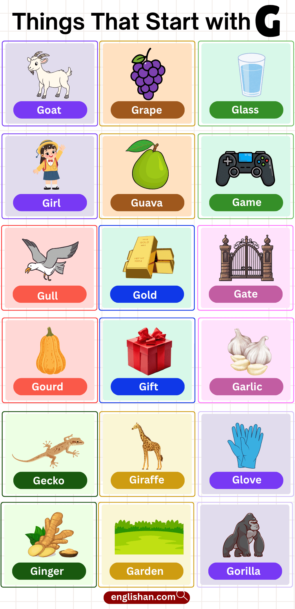 500 Things That Start with G – Foods, Animals, Objects