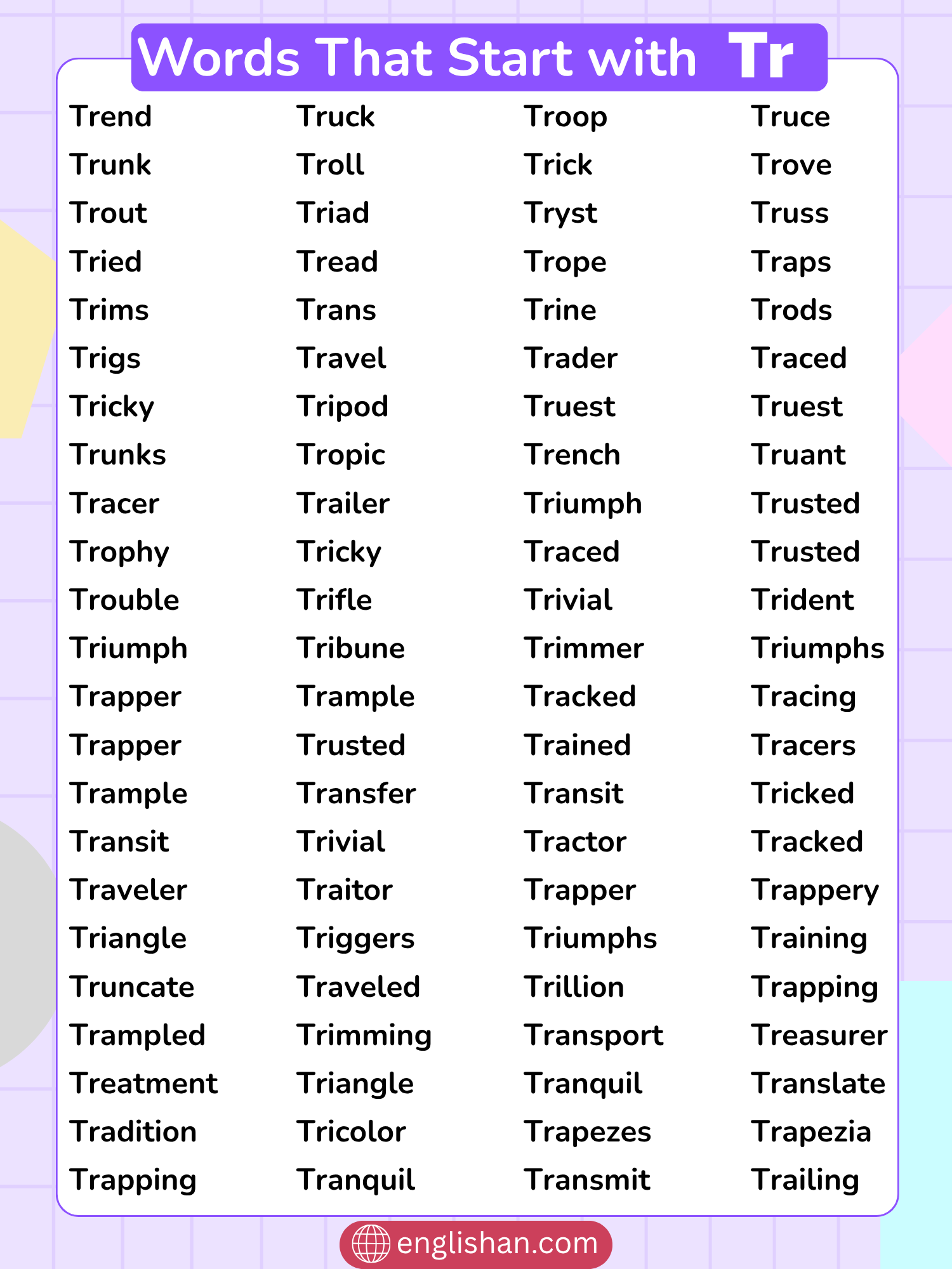 700 Words That Start with Tr – Full Tr Words List