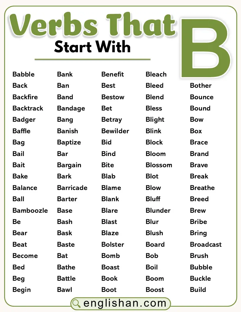 400+ Verbs That Start With B: Meanings & Examples