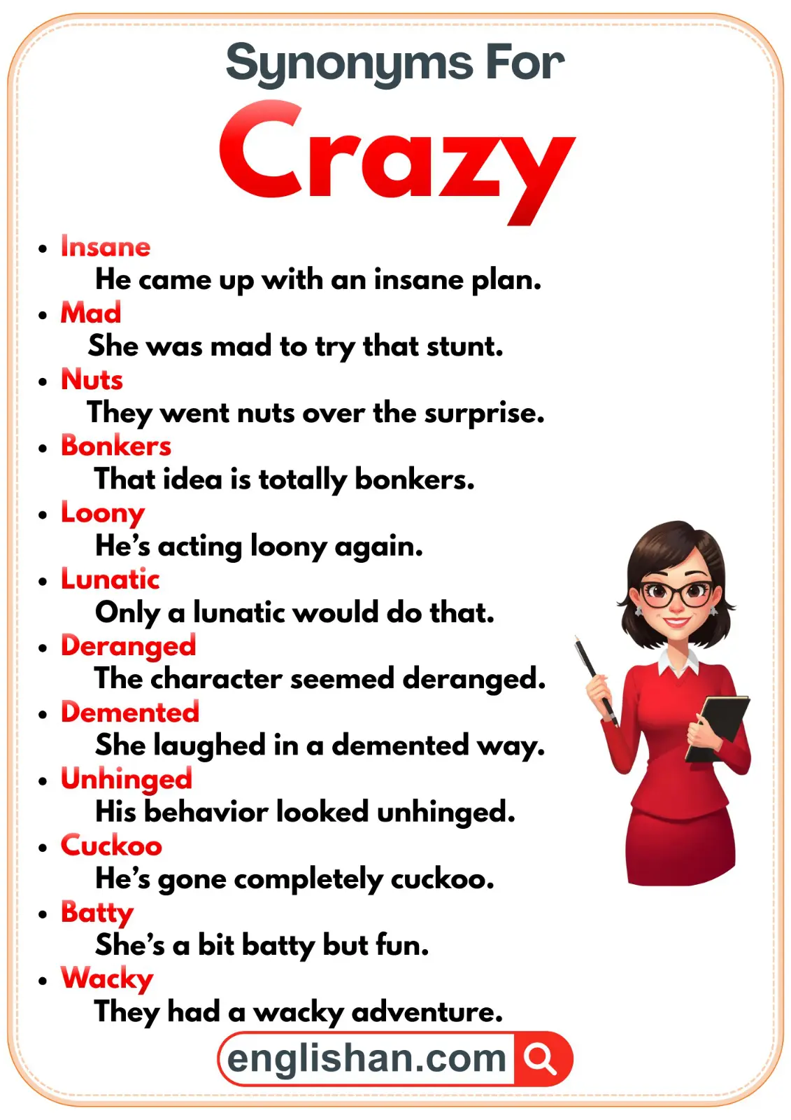 Synonyms for Crazy: Complete List with Meanings