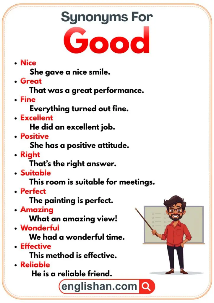 Synonyms for Good (With Meanings and Examples)