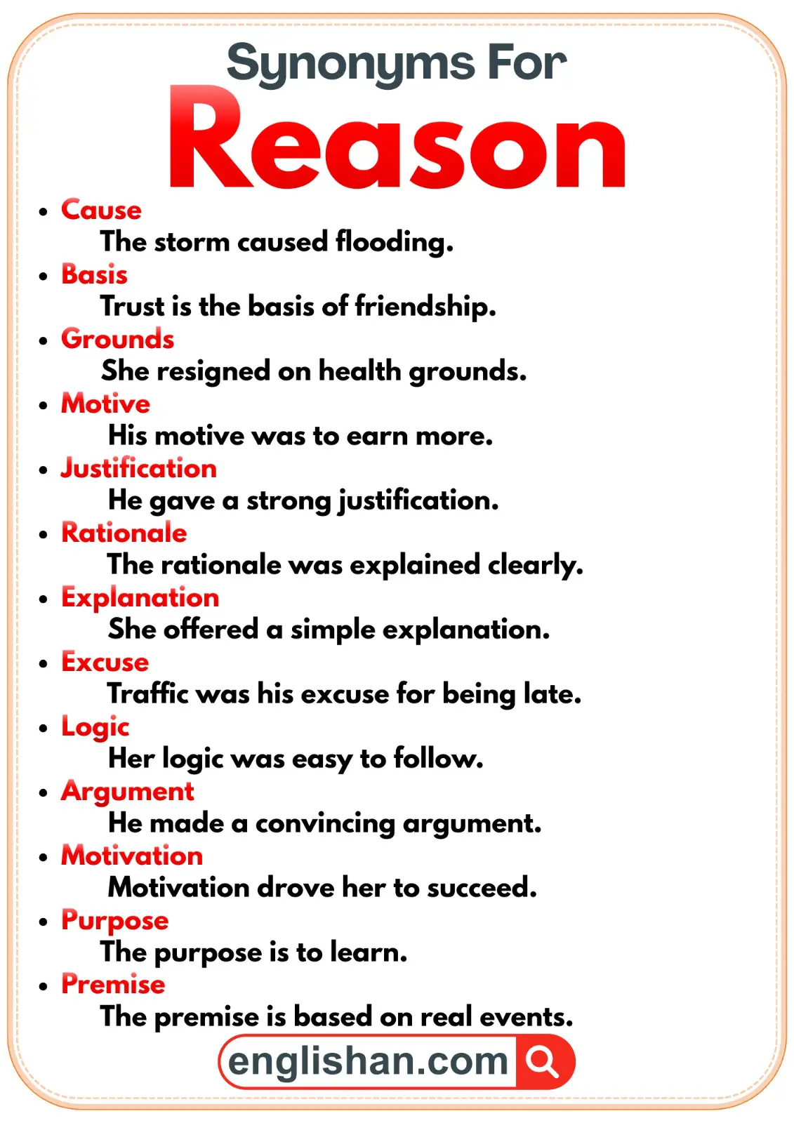 155 Synonyms for Reason with Meanings and Examples