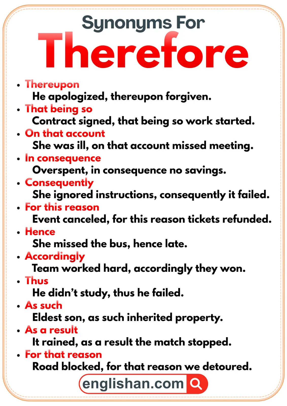 60+ Synonyms for Therefore in English With Clear Examples