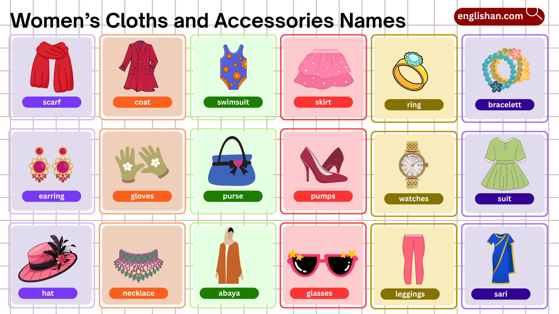 100 Women’s Cloths and Accessories Names – Complete List