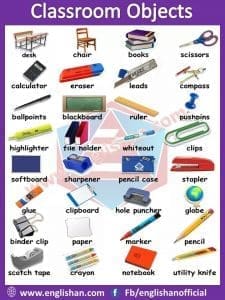 List of 100 English Picture Vocabulary Words with Their Pictures
