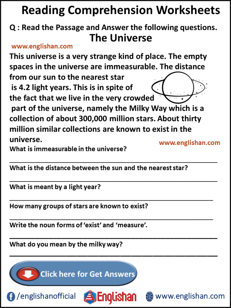 Reading Comprehension Worksheets PDF With Answer Reading Comprehension Worksheets PDF With Answer