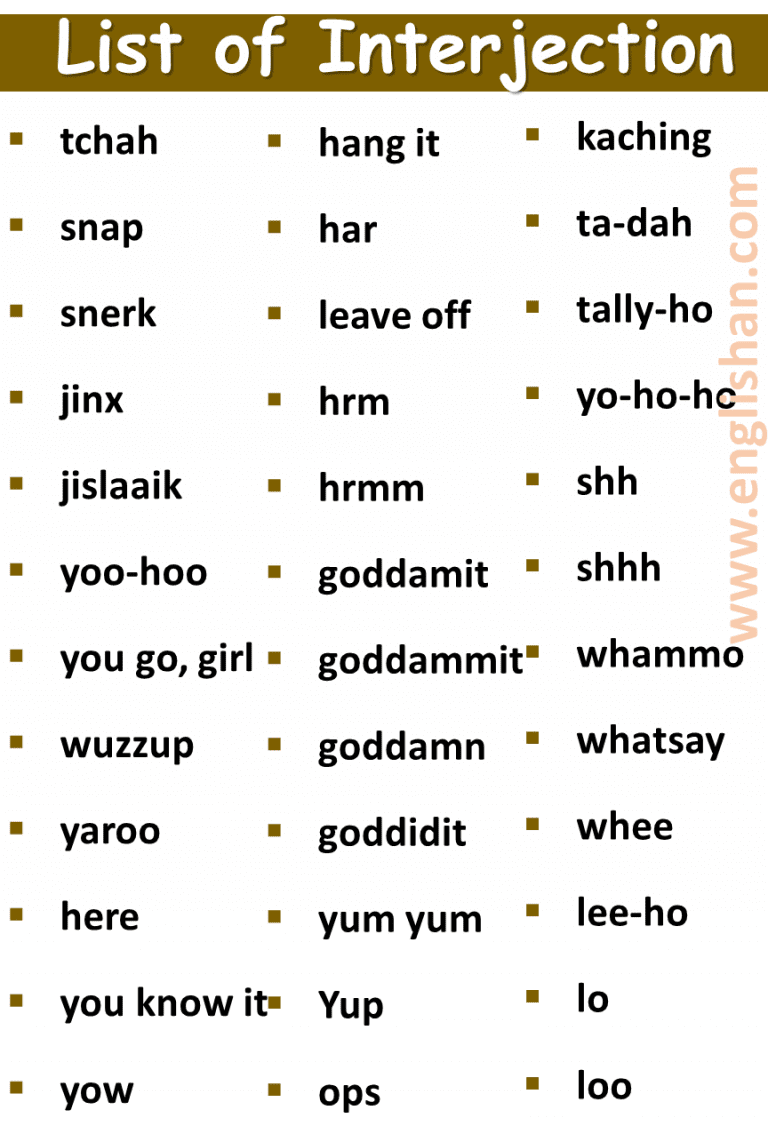500 Interjections Examples List in English
