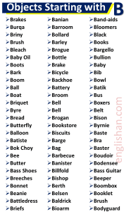 1000+ List of Objects Alphabetically in English • Englishan