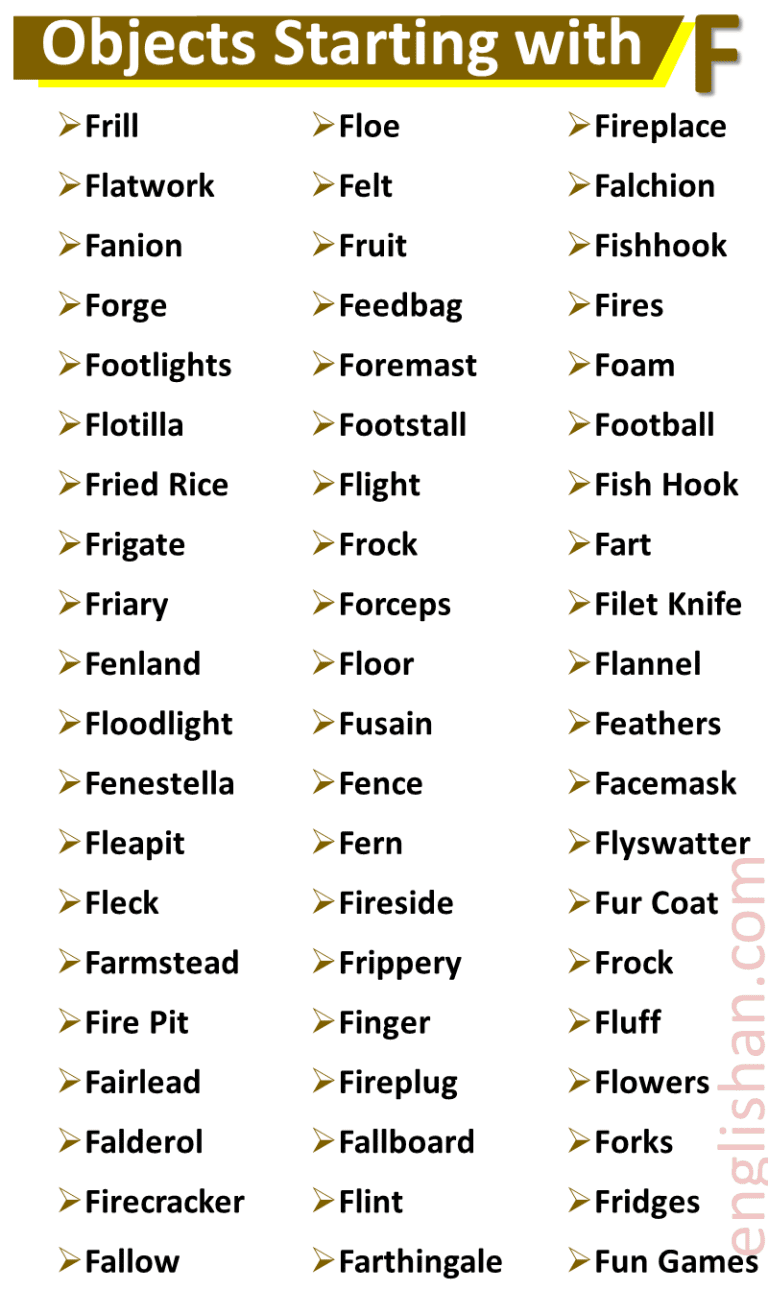 1000+ List of Objects Alphabetically in English • Englishan