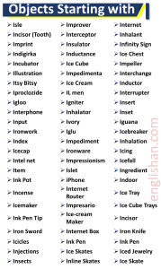 1000+ List of Objects Alphabetically in English • Englishan