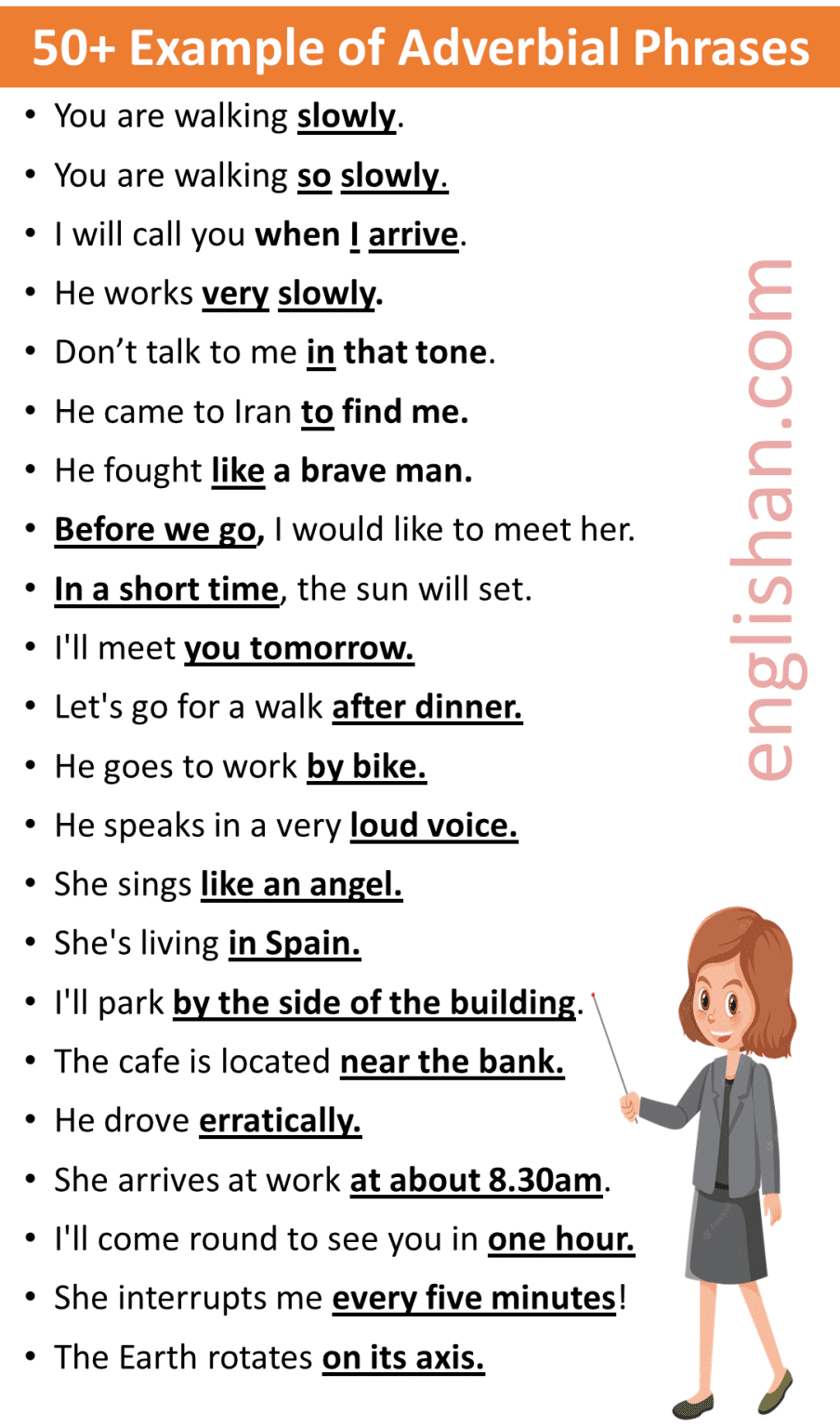 Adverbial Phrase in English with Examples • Englishan
