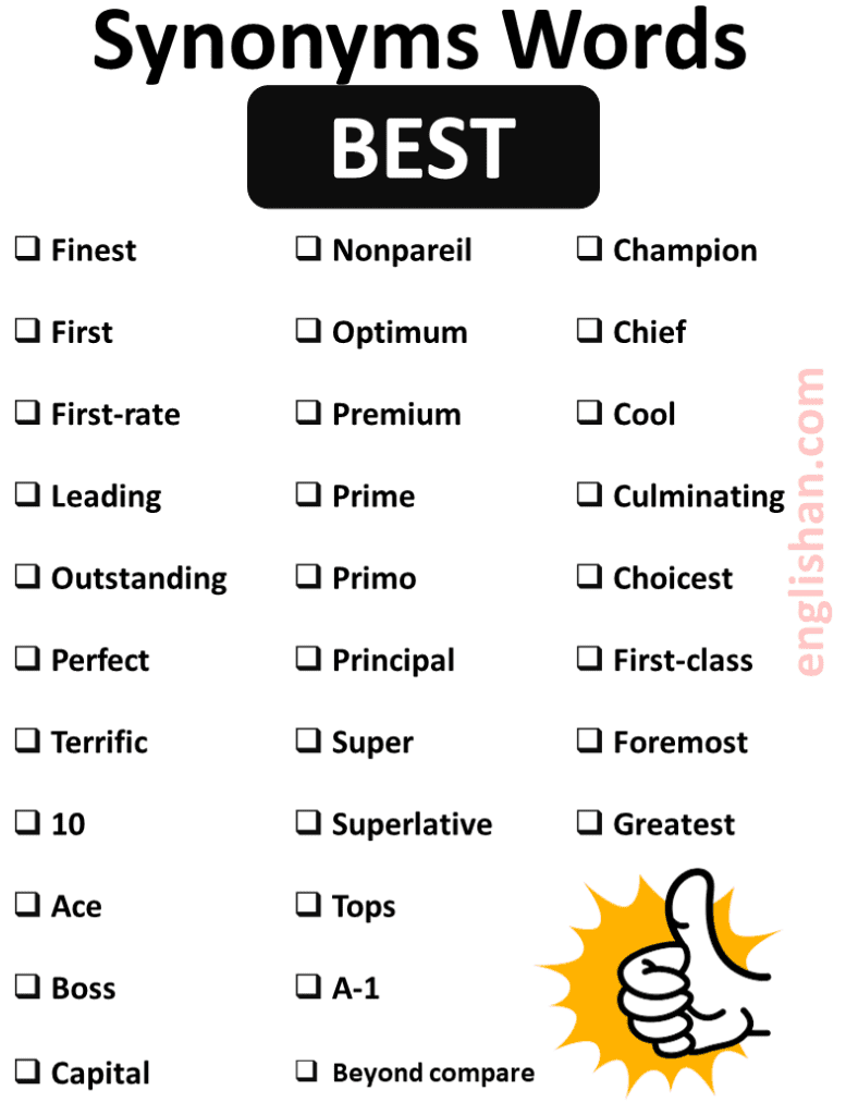 Synonyms of Important Words in English - Englishan