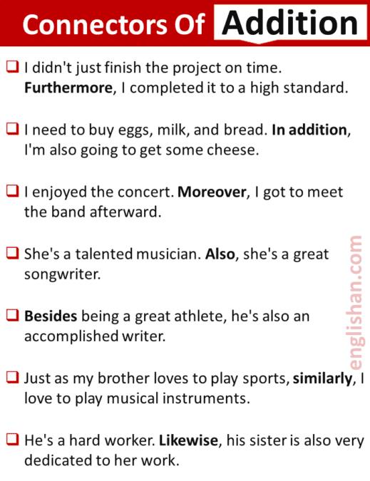Connectors in English with Examples • Englishan