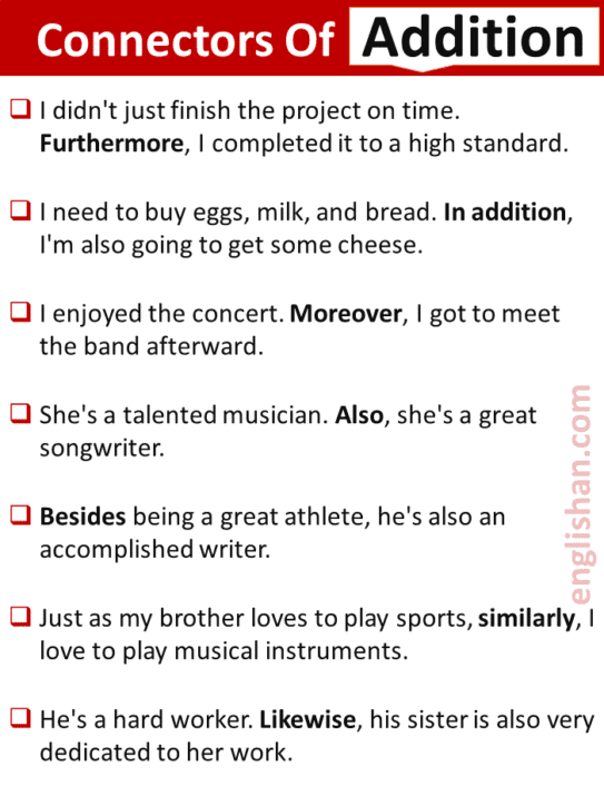 Connectors in English with Examples • Englishan