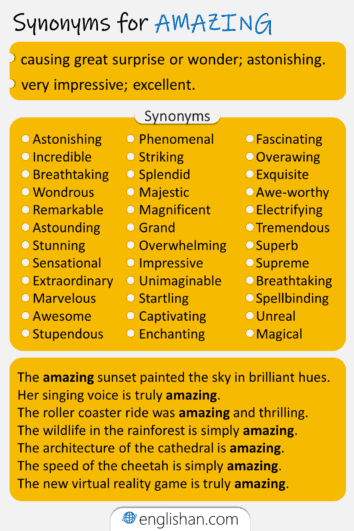 Synonyms for Amazing with Example Sentences • Englishan