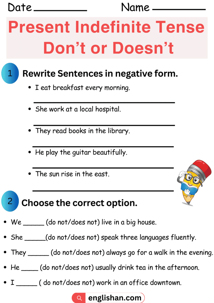 Present Indefinite Tense Worksheets and Exercises • Englishan