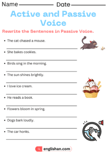 Active and Passive Voice Worksheets with Answers in English