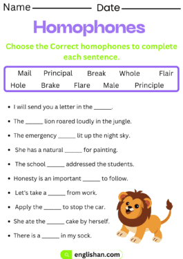 Homophones Worksheets and Exercises with Answers in English