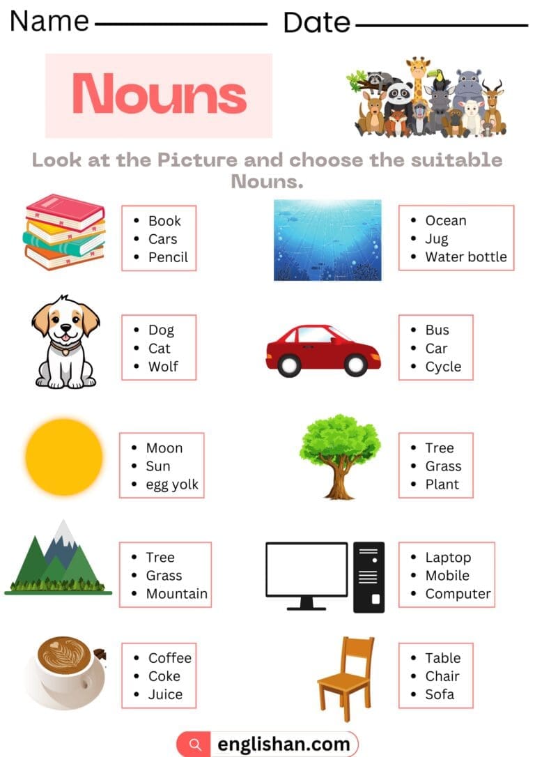 2 Nouns Worksheets with Answers in English • Englishan