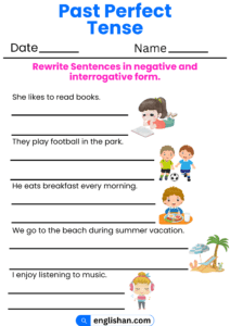 Past Perfect Tense Worksheets and Exercises with Answers • Englishan