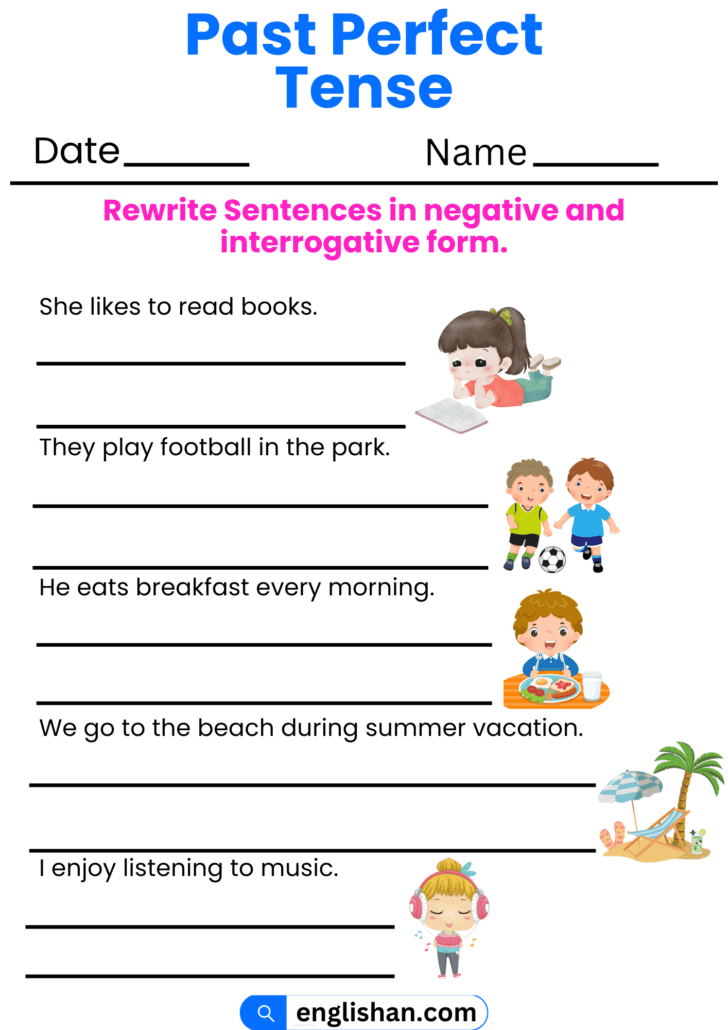 Past Perfect Tense Worksheets and Exercises with Answers • Englishan