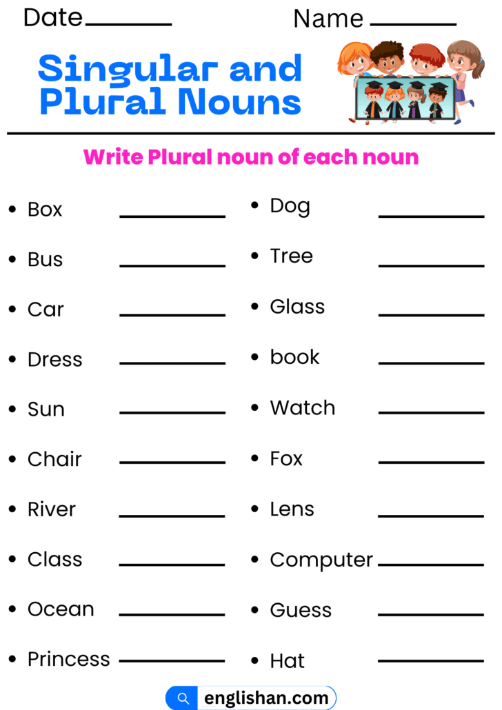 Singular and plural Nouns Worksheets and Exercises with Answers